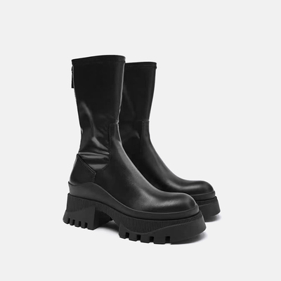 ZABATANA欧美马丁靴后拉链短靴