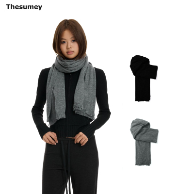 THESUMEY纯色百搭针织毛绒围巾女2026秋冬简约高级感加厚保暖围脖