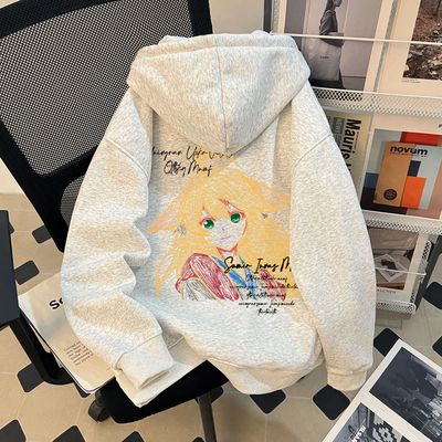 2025秋冬季女童连帽卫衣卡通ins涂山红红印花洋气百搭中大童上衣