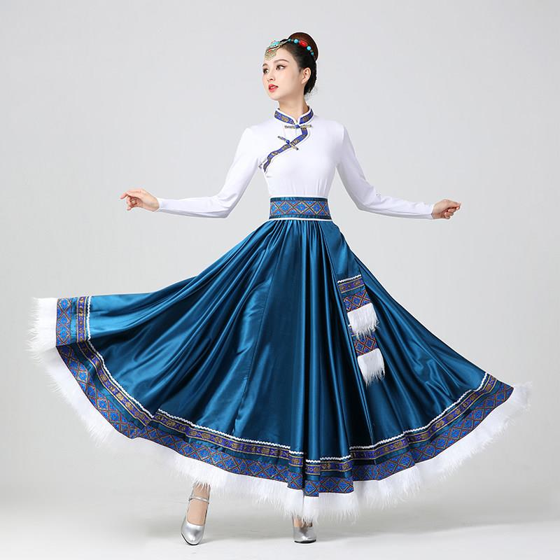 特卖藏族舞蹈服半身裙广场舞艺考练习裙舞蹈裙民族风表演服饰大摆