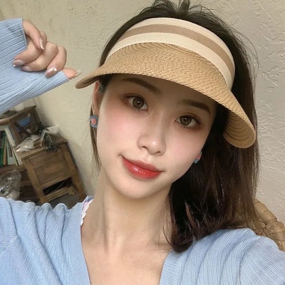 2025新款遮阳帽子女防晒防紫外线草编大帽檐户外拍照旅游空顶帽