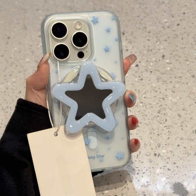 星星镜面磁吸支架适用传音HOT40手机壳15pro红魔11pro+nfinx Smart8硅胶Phone3Apro华硕ZenFone9透明情侣新款