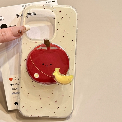 旋转香蕉红苹果磁吸支架适用小米14T/13TPRO/NOTE14手机壳poco X3GT/F7/F5红米13R趣味14C/C75硬C65/11/M6pro