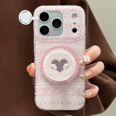 柔雾粉碎花兔子磁吸支架适用NOthing 2A/3手机壳2谷歌Pixel9/10PRO/87软壳Pmote edge60pro少女56华硕ROG9/54