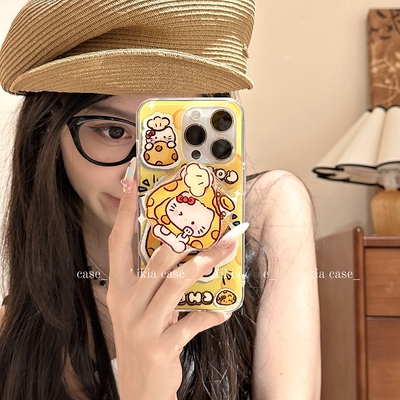 旋转潮猫磁吸支架适用苹果16PROMAX/12手机壳14PROMAX/13mini可爱smax硅胶iPhone15/11创意XR/678plus全包SE3