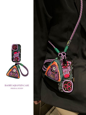 招财猫怪兽耳机包斜挎绳