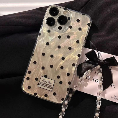 网红ins波点羽纱蝴蝶结适用vivo y100t/S17手机壳X50硅胶X90链条T1X/Y78/Y35+新款x100/y36/53/S12/s10/15pro
