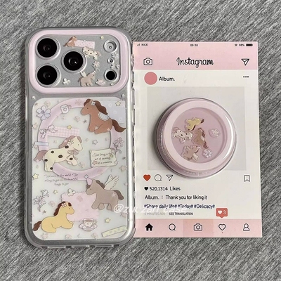 圆形小马摇摇乐磁吸支架适用P80华为nova15F/13/12/14/987SE手机壳pura70pro新年mate80/P50畅享80/P20/40pro