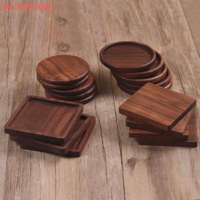 Tea Coffee Cup Pad Placemats Decor Walnut Wood Coasters Dura