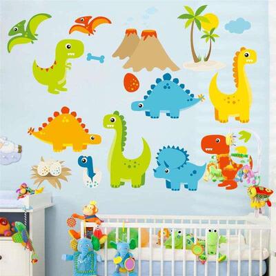Cartoon Dinosaur World Wall Stickers Bedroom Childrens Room