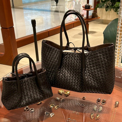 B家牛皮手工编织真皮女包Pinacoteca小号手提包欧洲站单肩购物袋