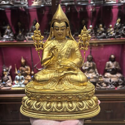 宗喀巴/持寿瓶宗喀巴大师/法王/萨巴/洛桑扎巴/23cm金铜佛像