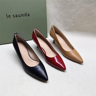 le saunda/莱尔斯丹5M正品通勤百搭尖头工作时装女鞋新款羊皮单鞋