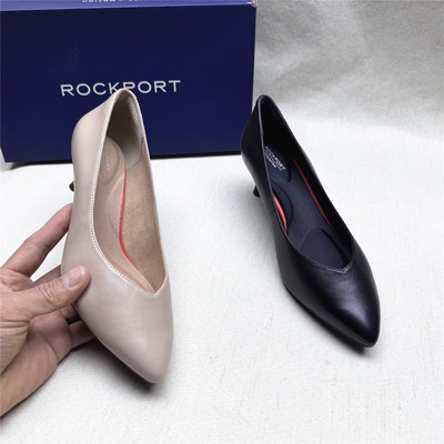 Rockport/乐步撤柜正品尖头粗跟舒适时装鞋女春新款羊皮单鞋清仓W