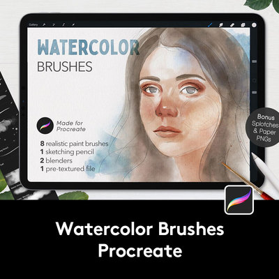逼真质感水彩纸张纹理iPad Procreat笔刷设计素材 B2021081801