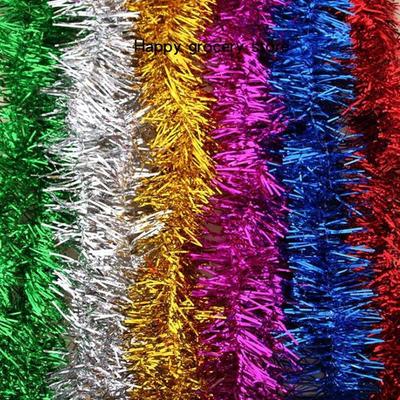 2m Metallic Foil Star Rattan Tinsel Christmas Tree Garland