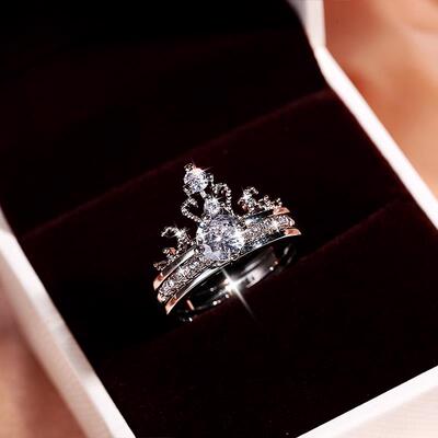 New Domineering Gorgeous Style Silver Crown Ring AAAA Sh
