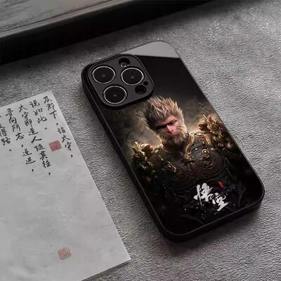 黑神话悟空液态玻璃壳适用苹果15pro手机壳iPhone14prom高清全包防摔保护