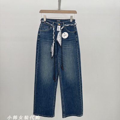 韩国代购O.BETOR女装进口2025秋复古腰带显瘦直筒宽松牛仔裤80915