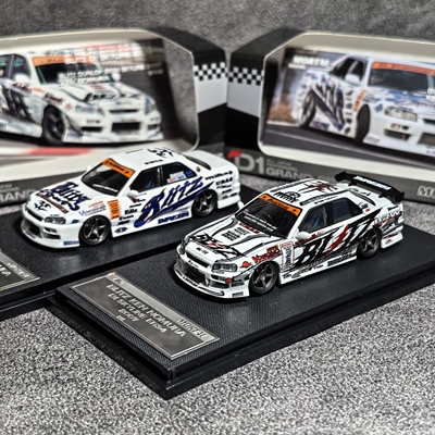 Mortal 1:64 尼桑GTR D1GP涂装BLITZ-ER34 漂移车 合金汽车模型