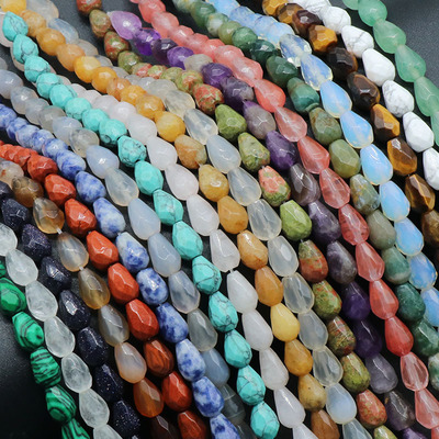 1371-7x10mm直孔水滴切面 天然水晶玛瑙石头水滴DIY饰品配件材料