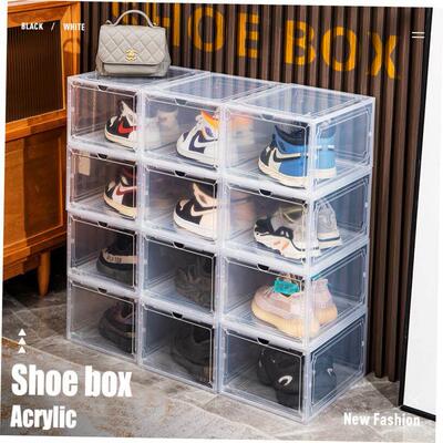 High shoes storage box Acrylic shoebox large Shoe Organizers
