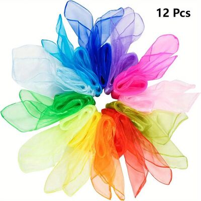 10pcs/12pcs New Style Square Juggling Silk Dance Scarves Mag