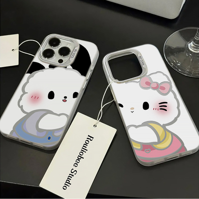 贴贴凯蒂猫适用苹果15手机壳iphone13新款华为P70/mate60小米14红米k70荣耀vivox100彩银OPPOreno11套PRO