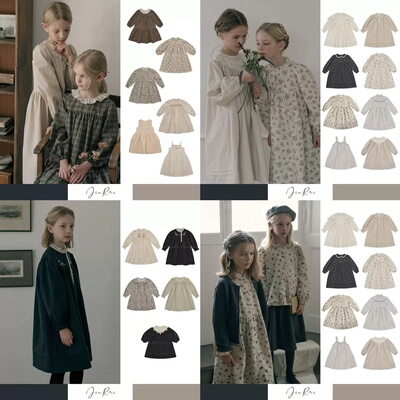 清仓特价ins爆款秋LOU女童连衣裙纯棉印花长袖童裙子裥棉背带裙