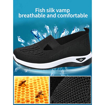 Women's Solid Color Breathable Sneakers, Soft Sole Lightweig