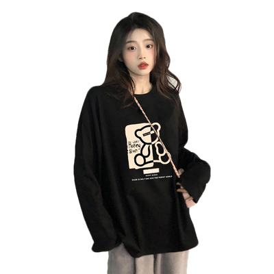 春秋季新款长袖t恤宽松上衣服女