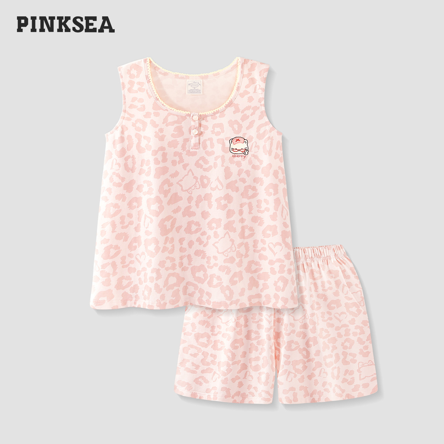 Pinksea睡衣女款夏A类纯棉凉感无袖背心短裤套装可外穿吊带家居服