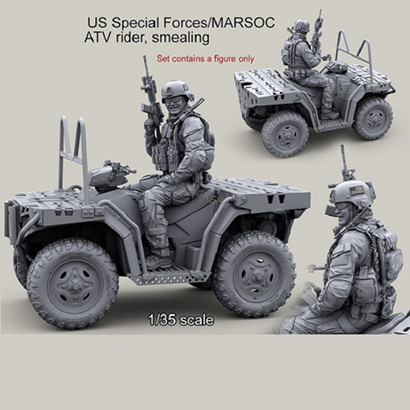 1/35模型美国海军陆战队ATV全地形车车手兵人GK白模手办摆件206