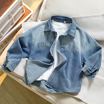 秋季男童印花牛仔衬衫薄款外套