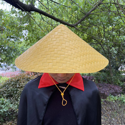 防雨塑料斗笠傣族花腰民族舞蹈帽子大檐户外遮阳钓鱼帽环卫工作帽