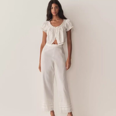 DOEN法式短袖衬衫短款圆领上衣