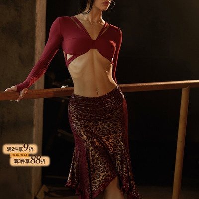 ZYM【小步圆舞曲】半裙中长款高级版拉丁舞练功服钻网裙边25084