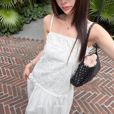 十三行【KAPOK】夏季时尚新款重工刺绣白月光吊带裙连衣裙26502