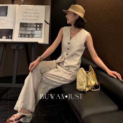 BUWANJUST【老钱高阶】高定立体剪裁V领单排扣马甲+长裤套装BW039