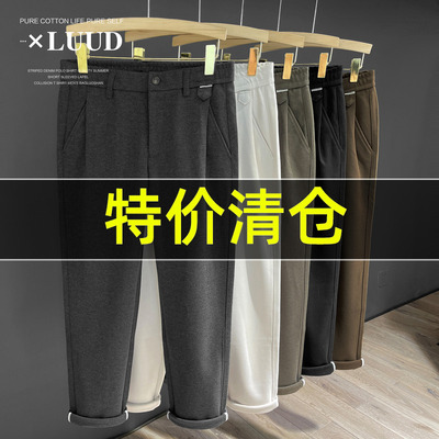 冬天恒温发热保暖毛呢西装裤男