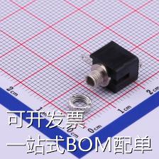 PJ-201M 音频连接器 2.5mm耳机座 3脚2级插脚单声道立式带螺纹（2
