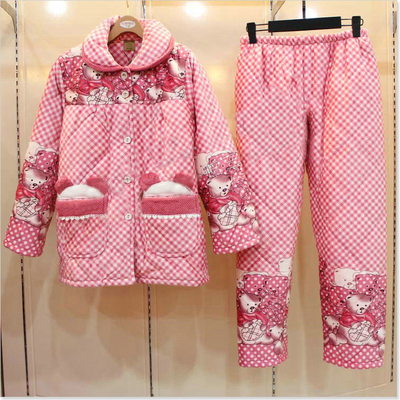 特价珊瑚绒夹棉家居服升派女三层