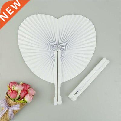 5 PCS Heart White Blank Paper Folding Fans Romantic Heart