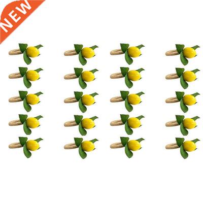 20PCS Handmade Napkin Rings Yellow Faux Lemon With Vine