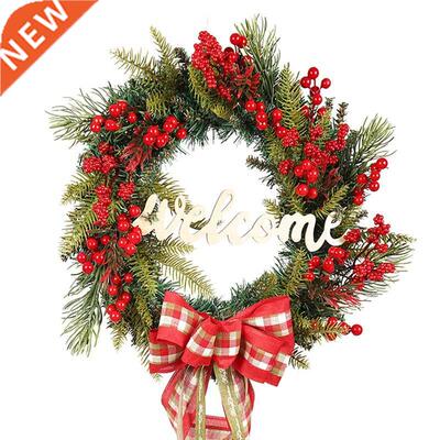 Christmas Wreath With Welcome Sign, For Front Door Wall