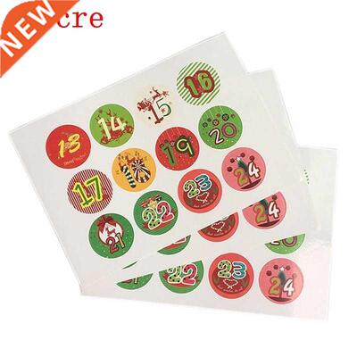 10 Sheets Christmas Stickers Advent Calendar Numbers 1-24 Em