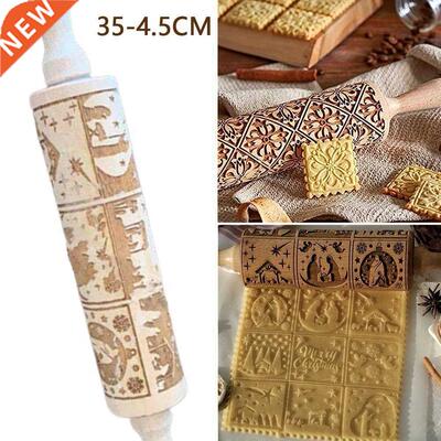 Christmas Rolling Pins Rock Snowflake Elk Printing Wood