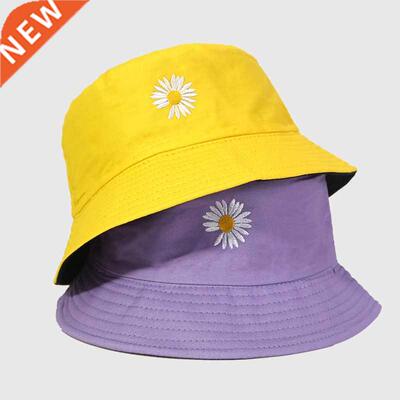 2021 Summer Dasy Embrodery Bucket Hat For Women Grls Fold
