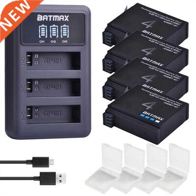 4Pcs 1680mAh Gopro Hero 4 Battery Replacement + LED 3-Slots