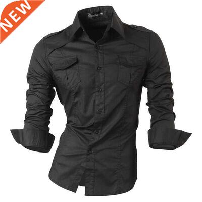 jeansian Spring Autumn Features Shirts Men Casual Jeans Shir
